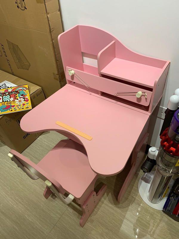Pink study table, Furniture & Home Living, Furniture, Tables & Sets on ...