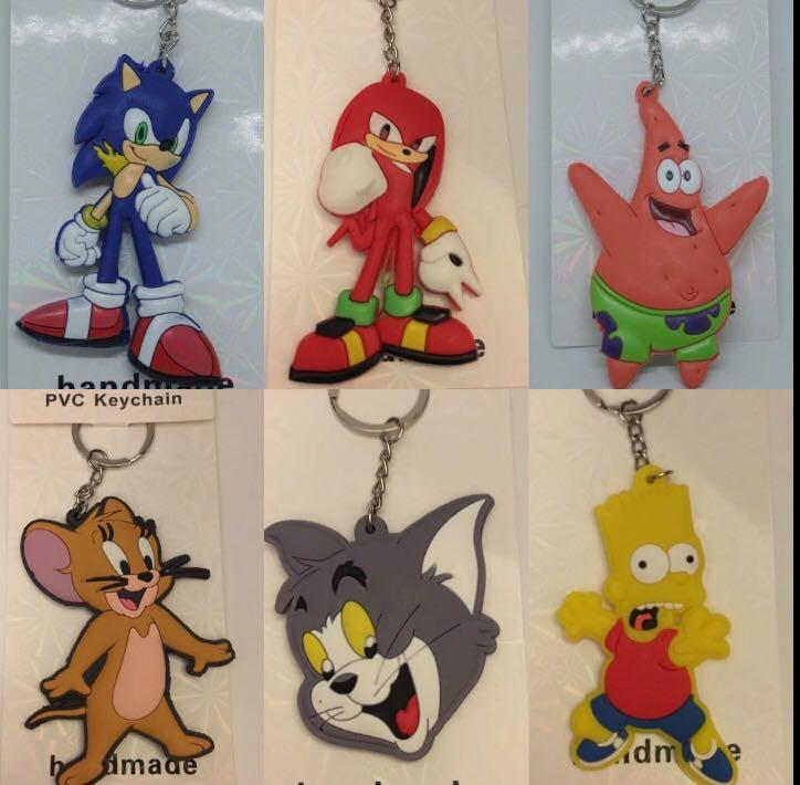 PVC Keychains Cartoon / Disney / Pixar / Sonic / Tom & Jerry / Simpsons ...