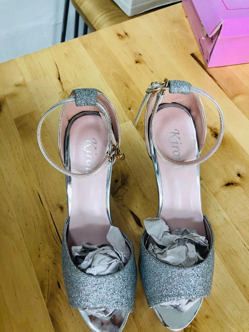 Silver heels 4.5 inch, Women's Fashion, Footwear, Heels on Carousell