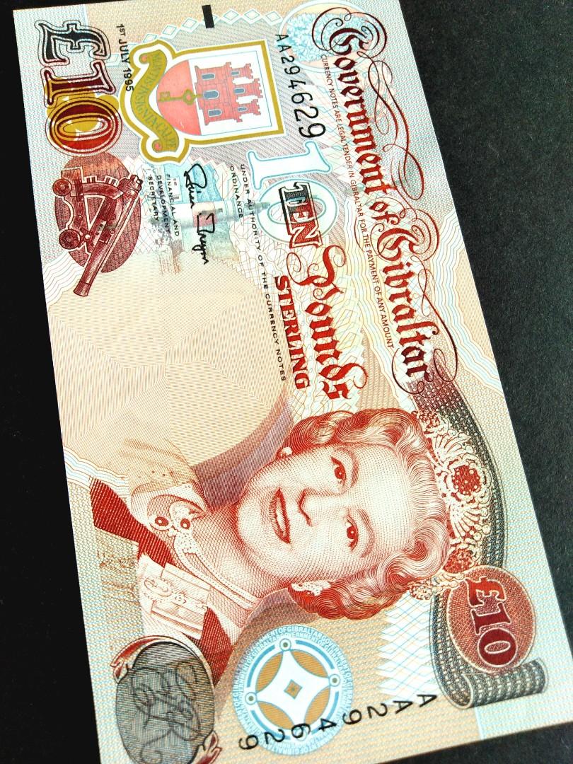 1995 Gibraltar 10 pounds banknote, Hobbies & Toys, Memorabilia ...