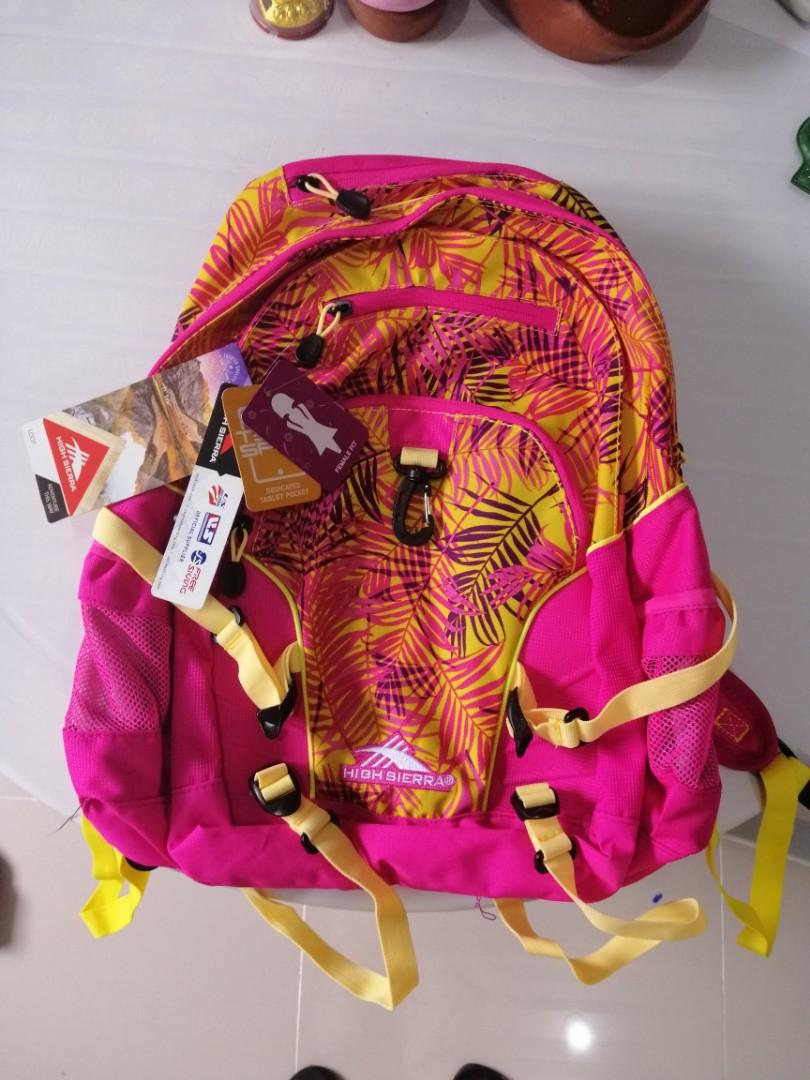 Authentic High Sierra backpack pink and yellow laptop bag, Women's ...
