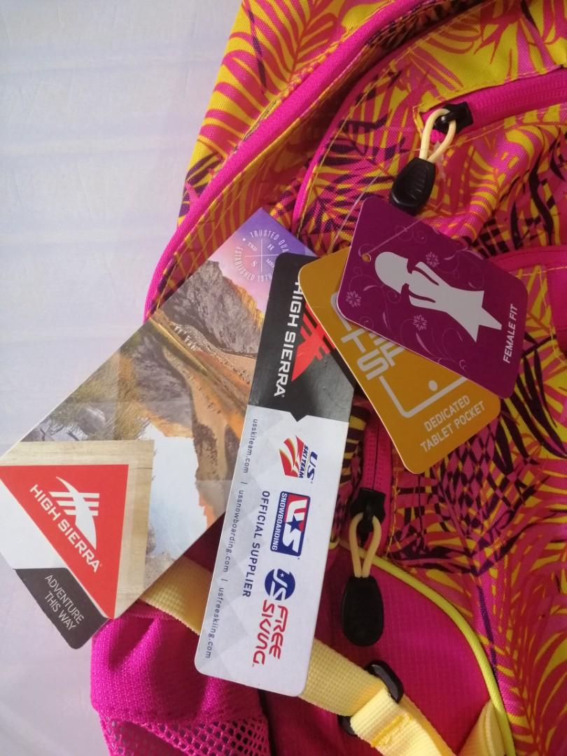 Authentic High Sierra backpack pink and yellow laptop bag, Women's ...