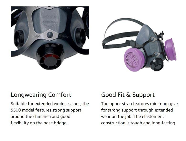 Honeywell North 5500 Series Niosh-Approved Half Mask Respirator Medium ...