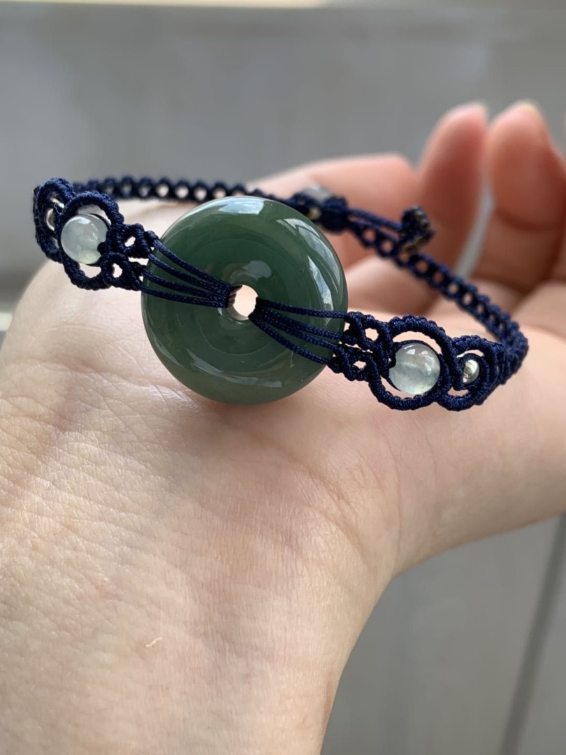 New Jade Jadeite Type A Woven Coin Donut Bracelet 😍, Women's Fashion ...