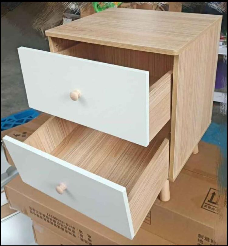 Wooden 2 Drawers Bedside Table Bedside Cabinet,Lamp Table with Footing ...