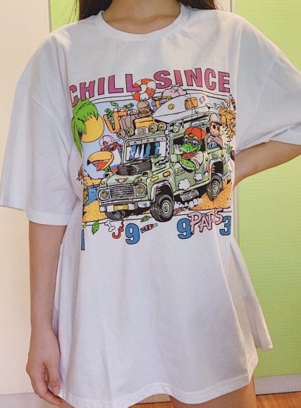 [NEW] Chill since paris oversized tee, Women's Fashion, Tops, Shirts on ...