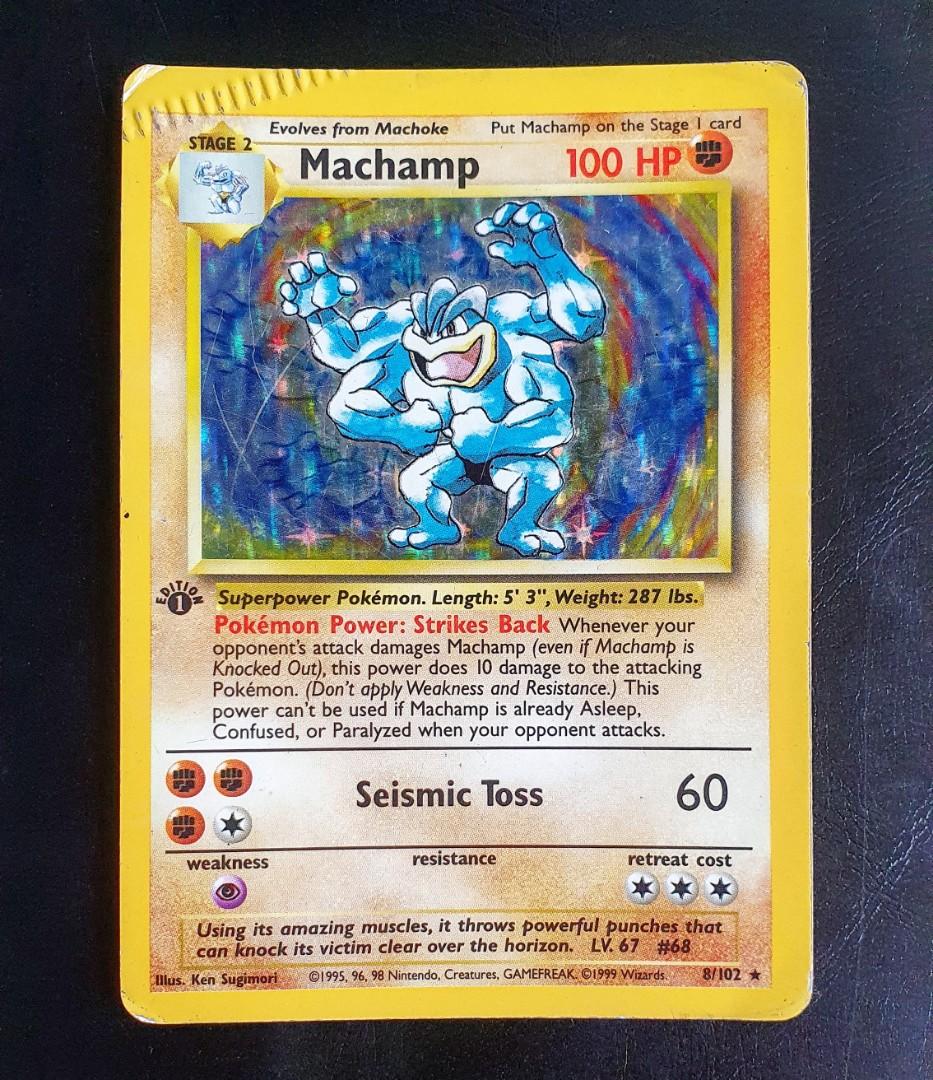Crimped pokemon card Machamp 1st edition (Factory defect), Hobbies ...