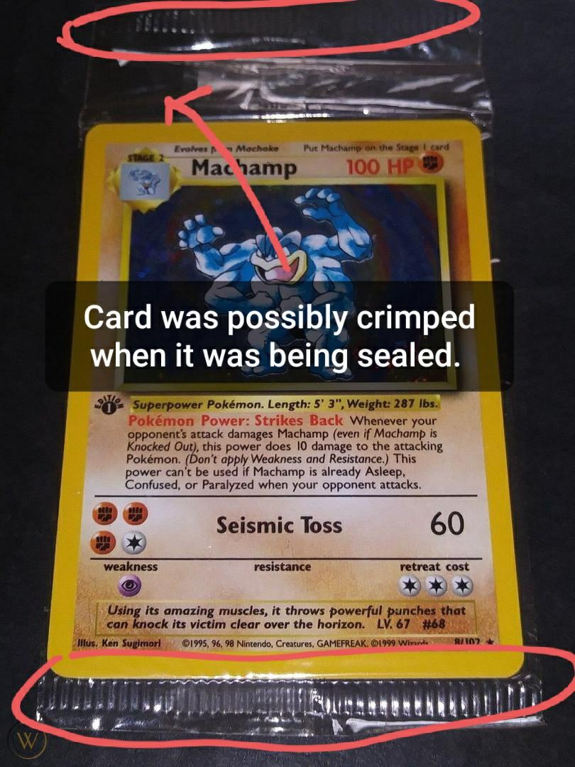 Crimped pokemon card Machamp 1st edition (Factory defect), Hobbies ...