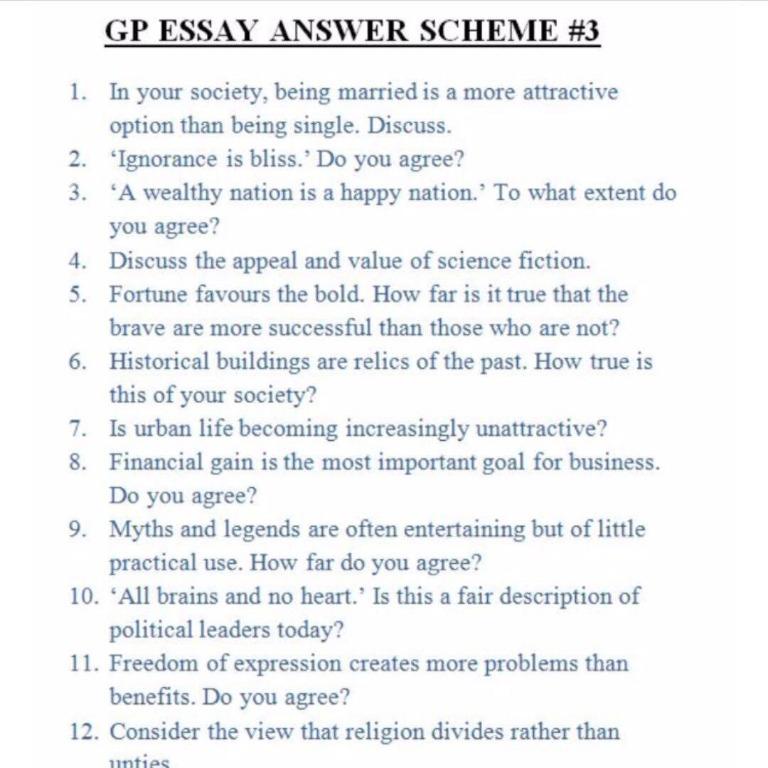 GP Model Essay Question Outlines H1 General Paper by Dunman High ...