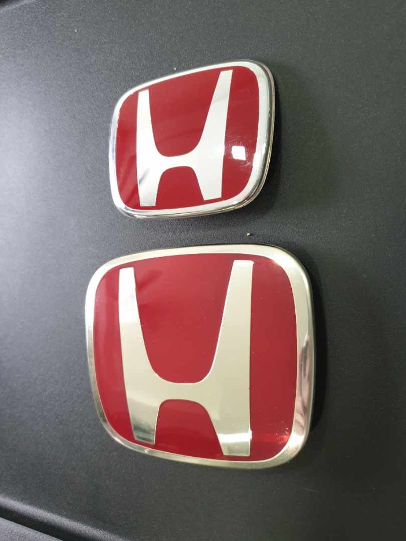 Honda Front and Back Red Emblem, Car Accessories, Accessories on Carousell