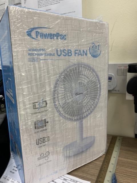 [LOCAL STOCK] PowerPac Wireless Foldable Rechargeable USB fan with 4 ...
