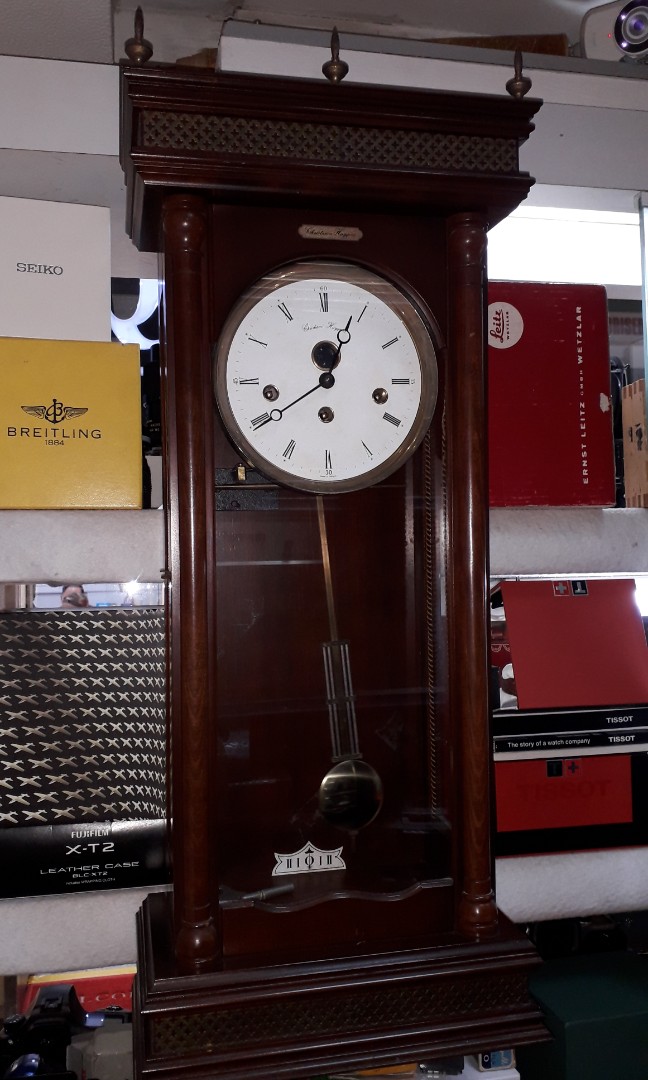 Christiaan Huygens Grandfather Chime Wall clock Mahogany case ...