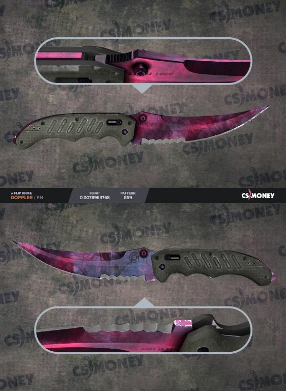 CSGO Flip Knife Doppler P2 FN 0.0078 (Pink Galaxy), Video Gaming, Gaming Accessories, Game Gift ...