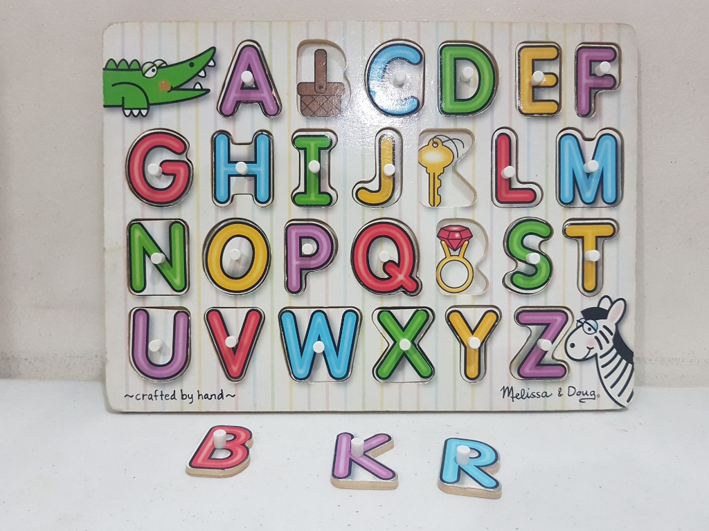 Melissa & Doug See-Inside Alphabet Peg Puzzle (Wooden), Hobbies & Toys ...