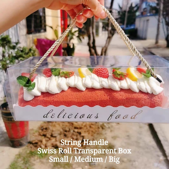 String Handle Transparent Swissroll Box #Short / Long, Food & Drinks ...