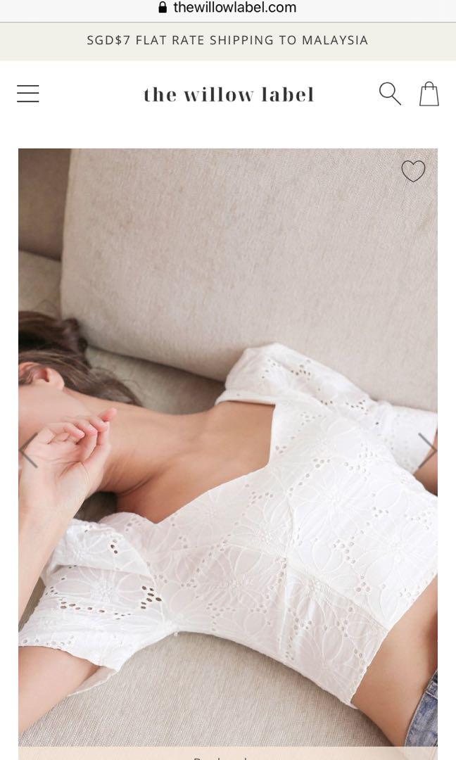 [THEWILLOWLABEL] ARIA EYELET CROP TOP, S, Women's Fashion, Tops, Sleeveless on Carousell