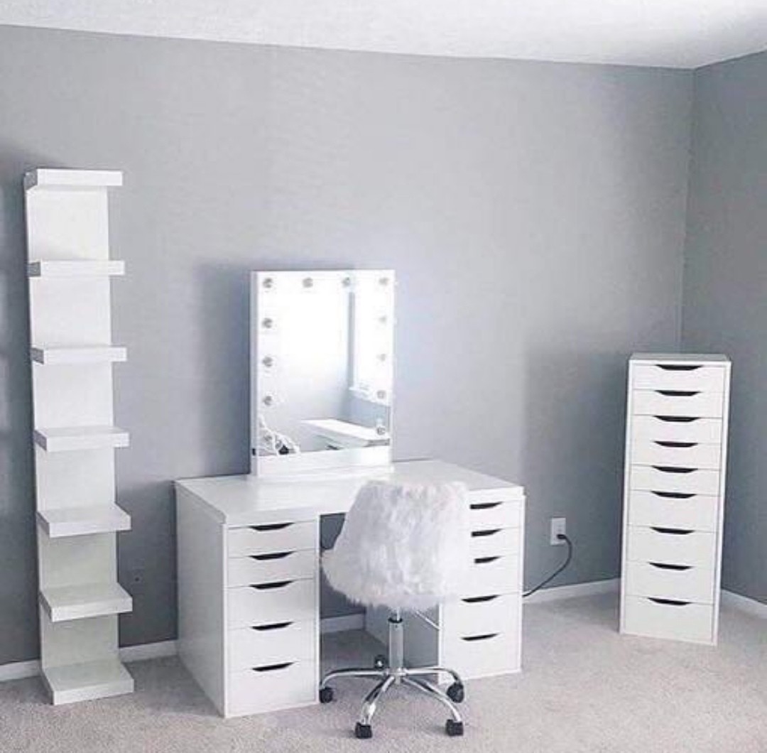 Vanity set vanity table vanity mirror lack vertical shelf alex 9-drawer ...