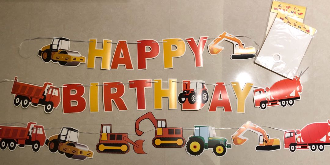 Vehicle & Construction Birthday Buntings, Hobbies & Toys, Stationery ...
