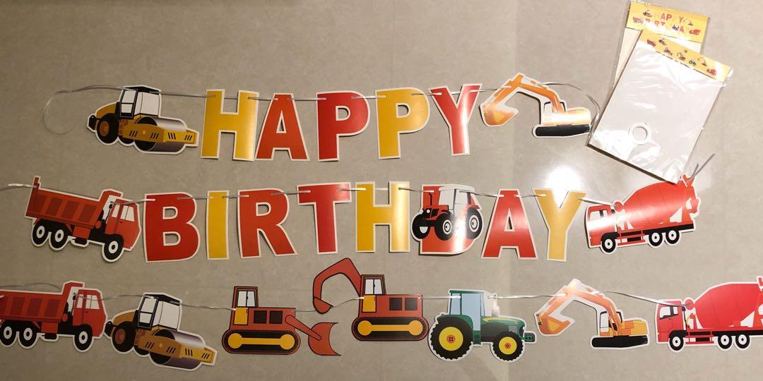 Vehicle & Construction Birthday Buntings, Hobbies & Toys, Stationery ...