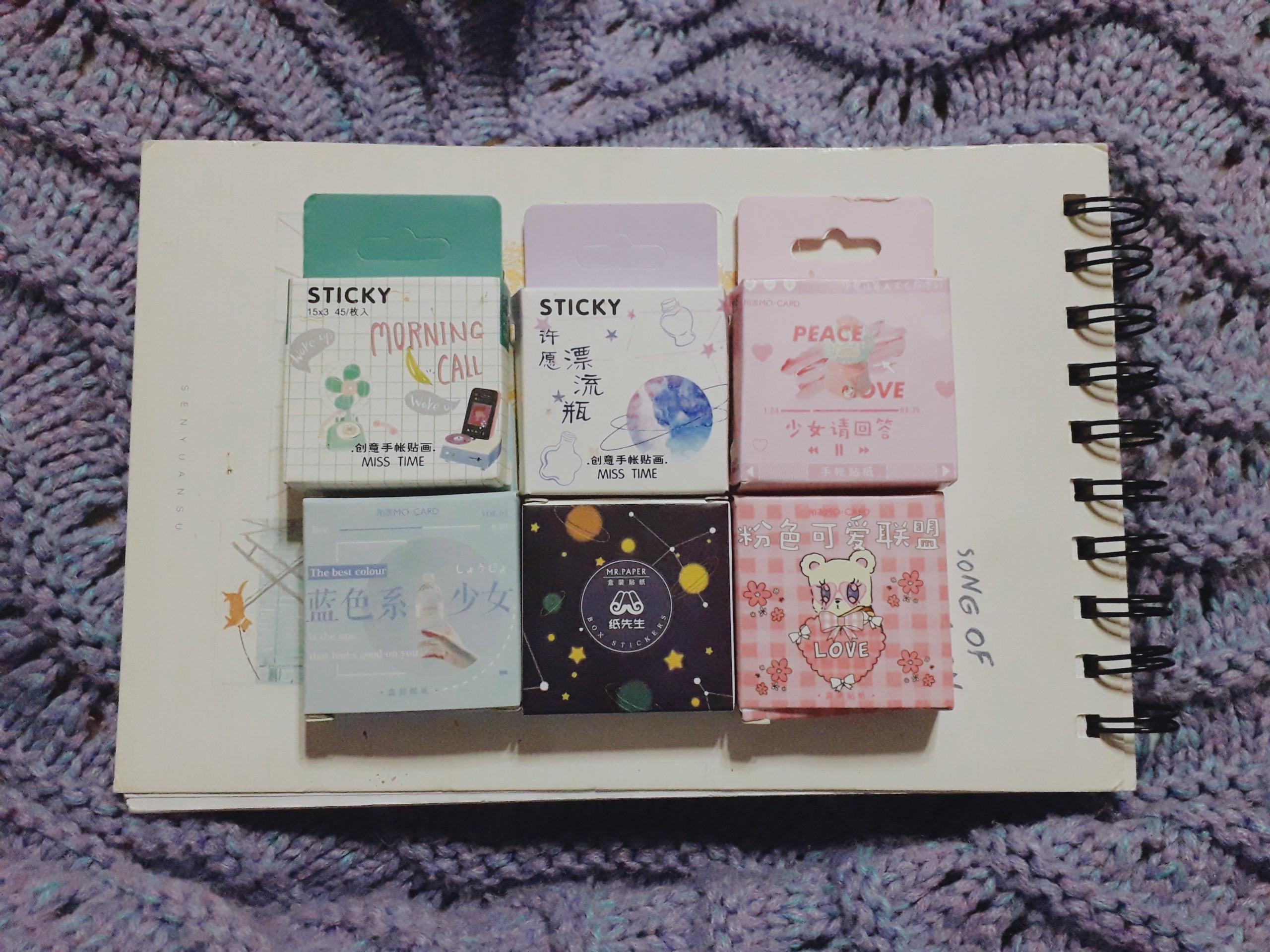Cute sticker boxes design bujo planner set of 6, Hobbies & Toys ...