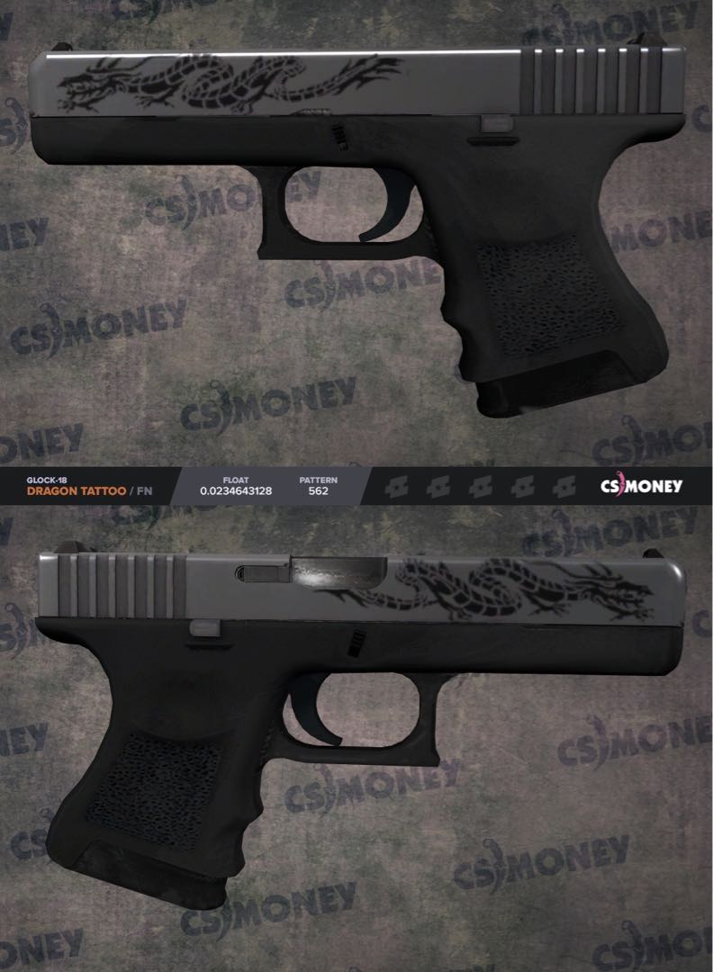 Glock-18 Dragon Tattoo FN Weapon Skin CSGO, Toys & Games, Video Gaming ...