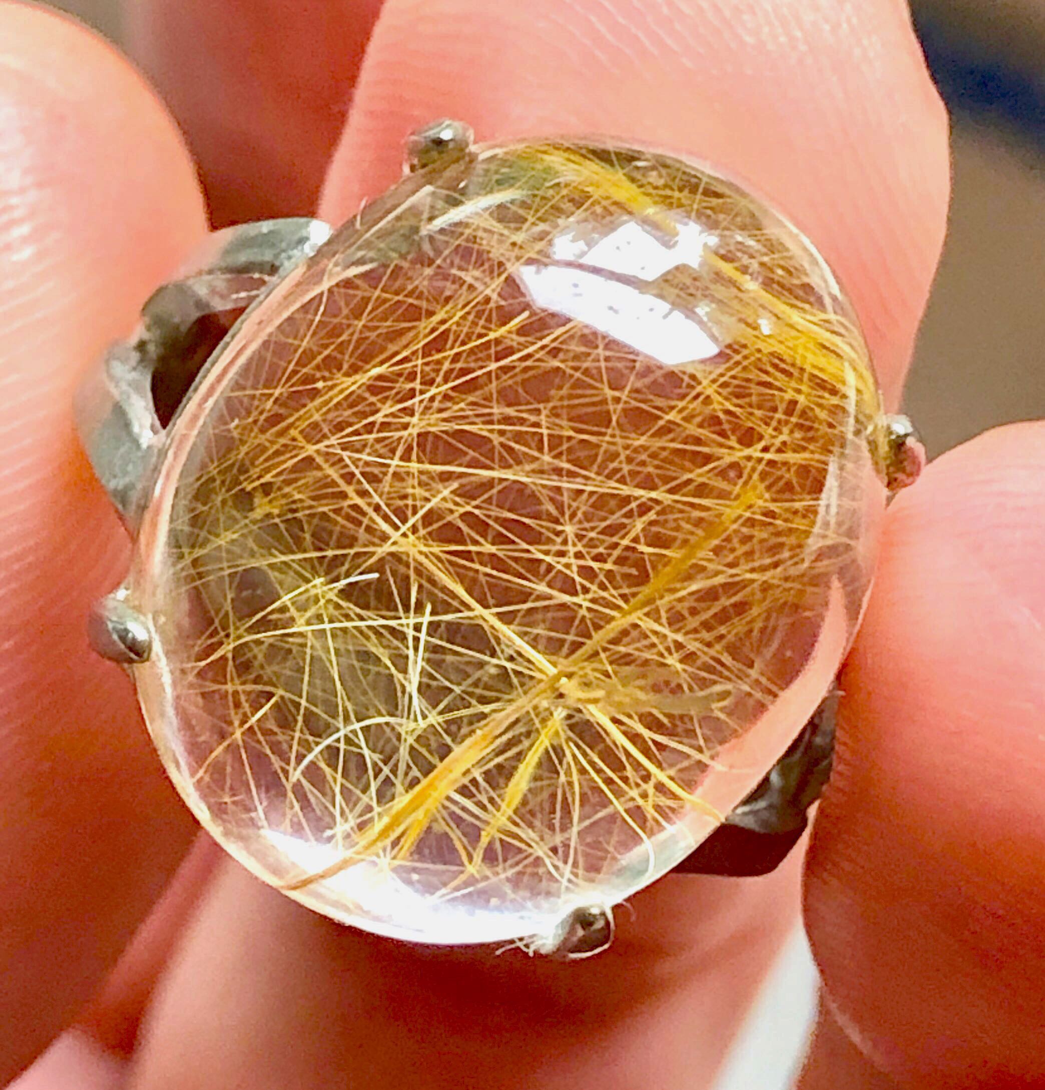 Golden Rutilated Quartz Ring, Women's Fashion, Jewellery, Rings on ...