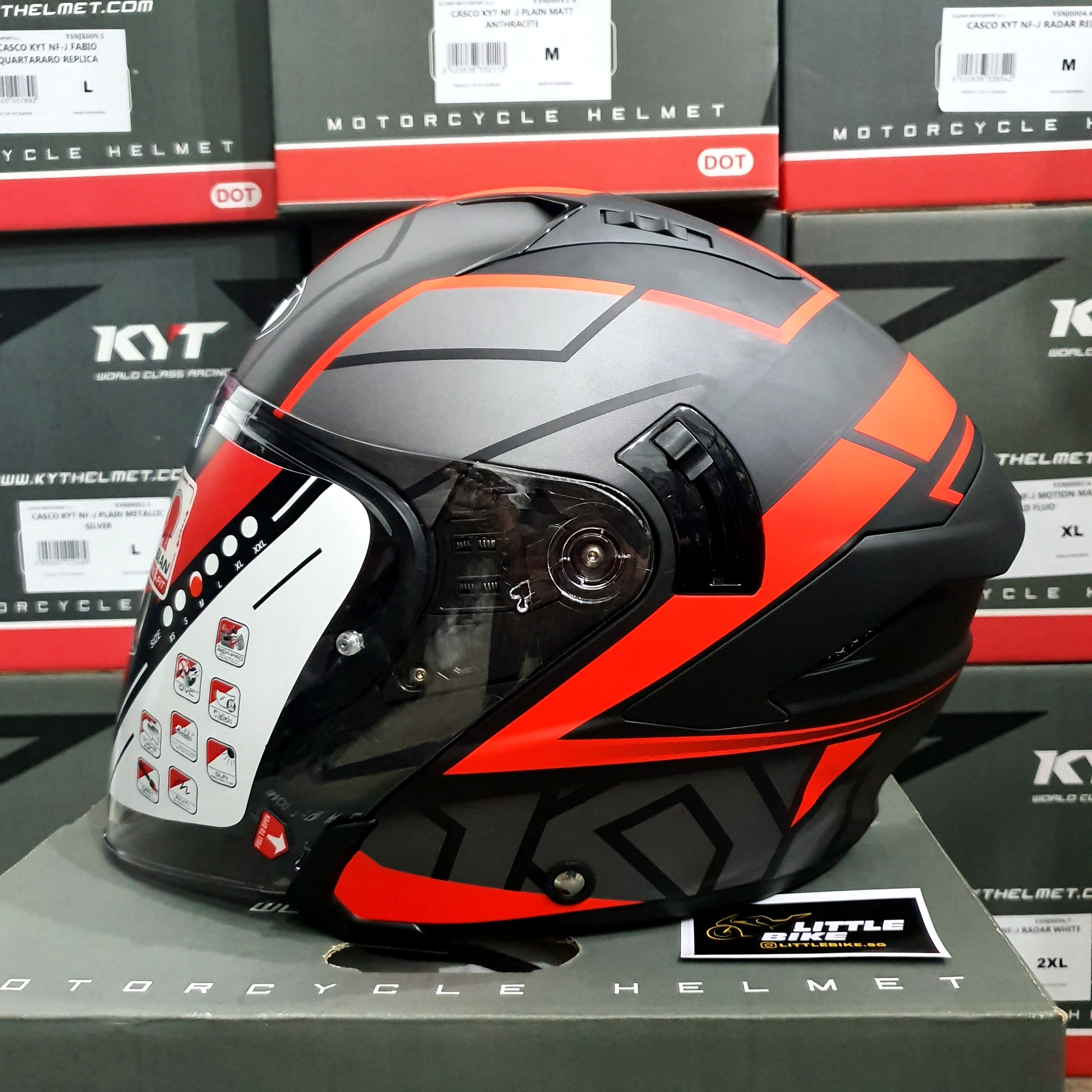 KYT NF-J motorcycle open face helmet NFJ matt red fluo, Motorcycles ...