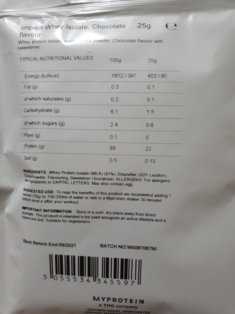 MYPROTEIN - 7 packets of Whey protein isolate (1 packet = 25g ...