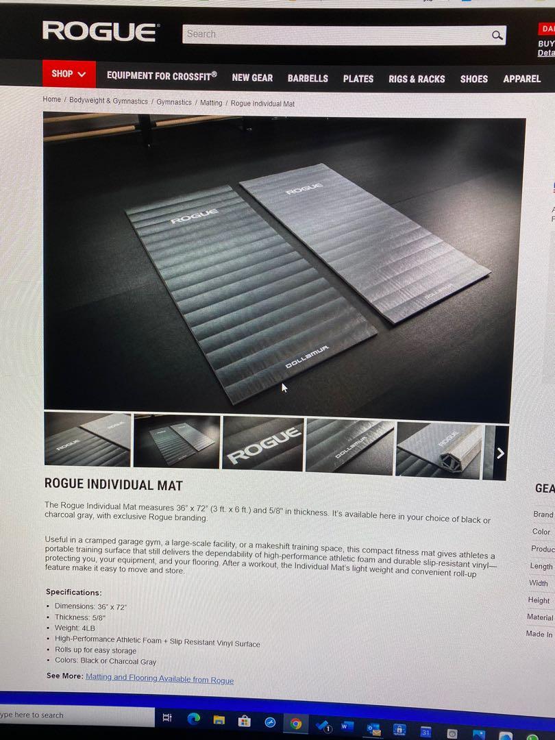 Rogue Fitness Individual Mat 72” x 36” Black, Learning & Enrichment ...