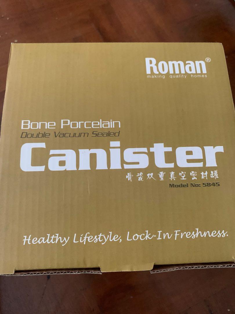 Roman bone porcelain canister, Furniture & Home Living, Kitchenware ...