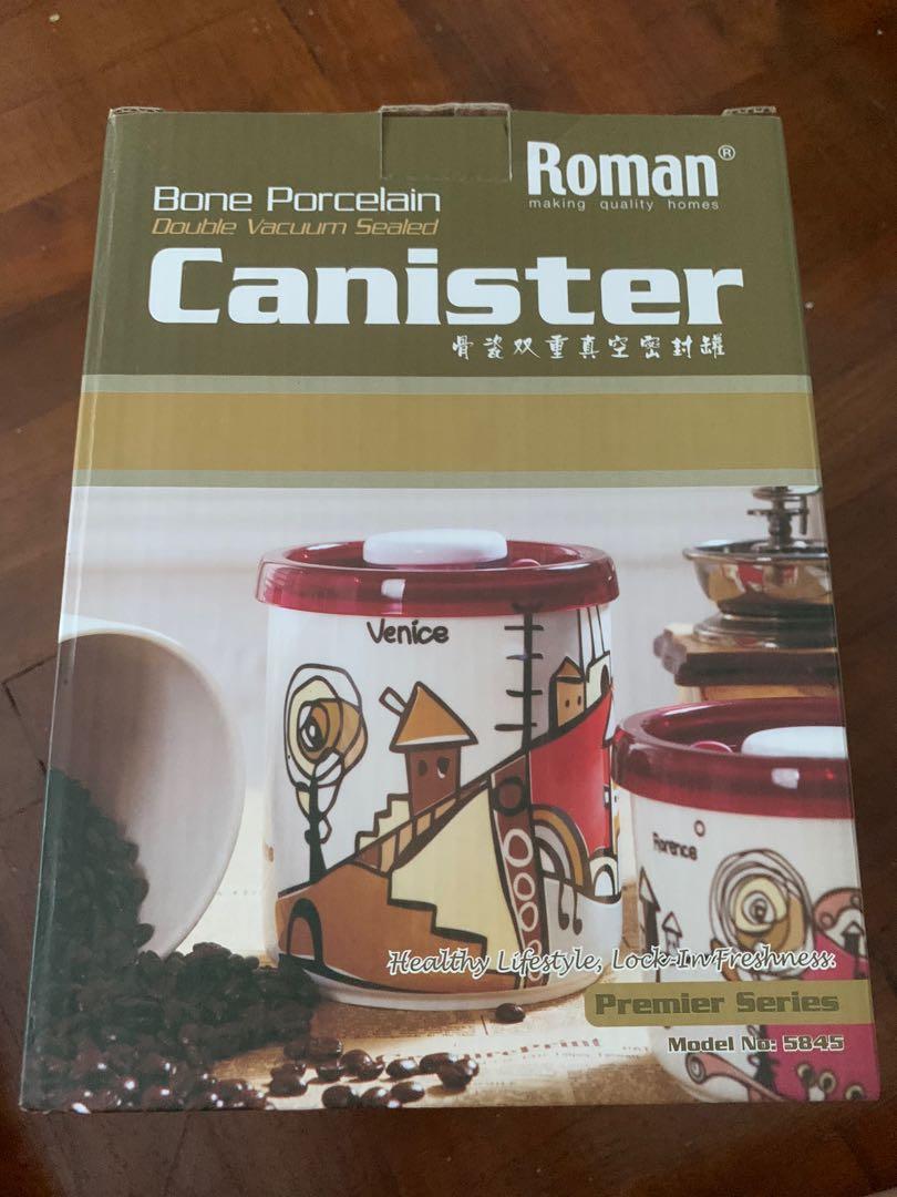 Roman bone porcelain canister, Furniture & Home Living, Kitchenware ...