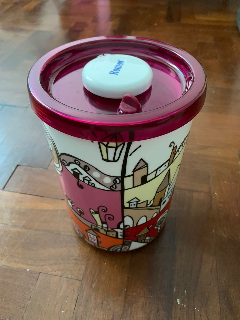 Roman bone porcelain canister, Furniture & Home Living, Kitchenware ...