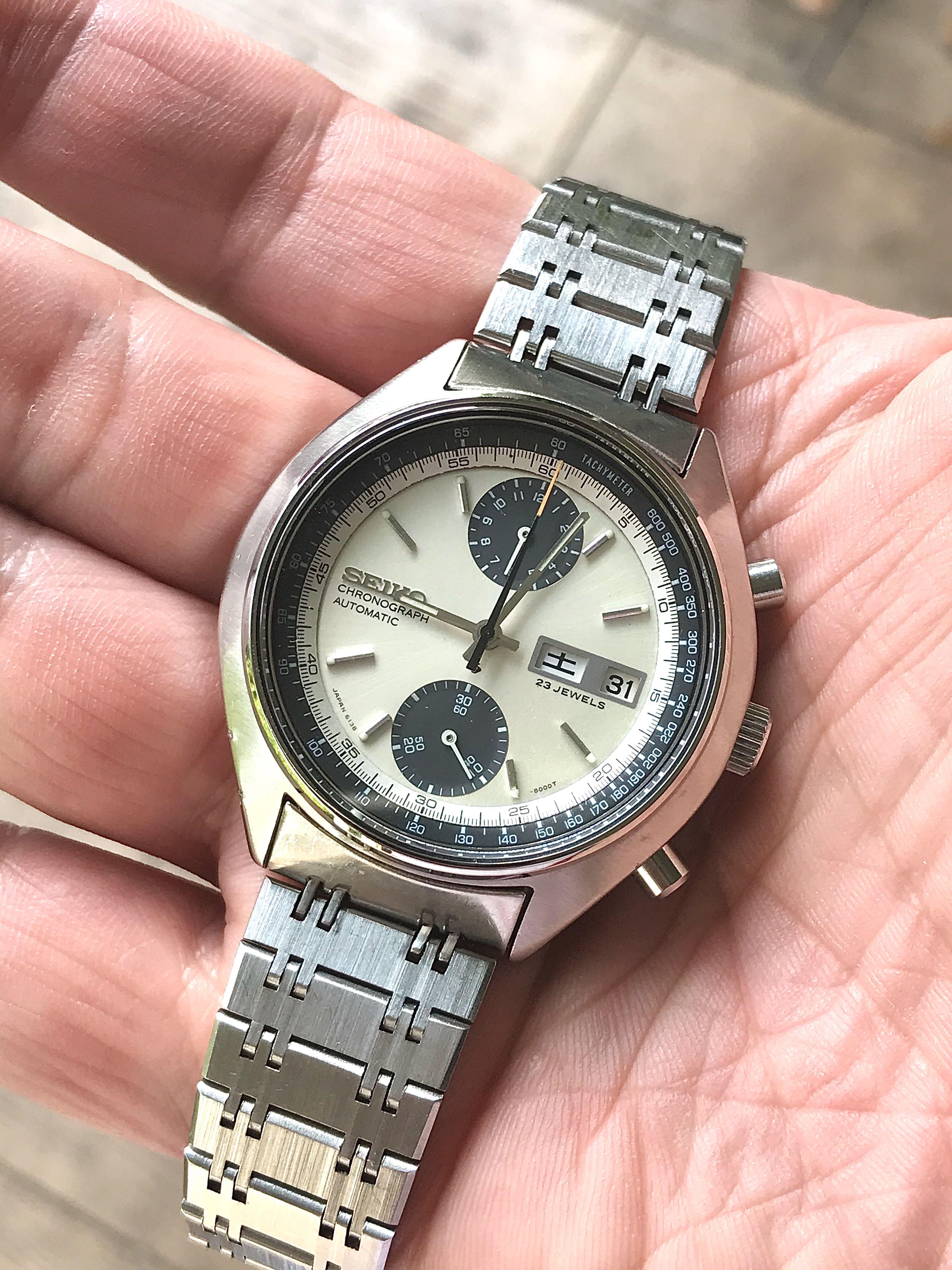 Seiko 6138-8000 baby panda jdm model 23 jewel (not 6139/7016/7018/Omega ...