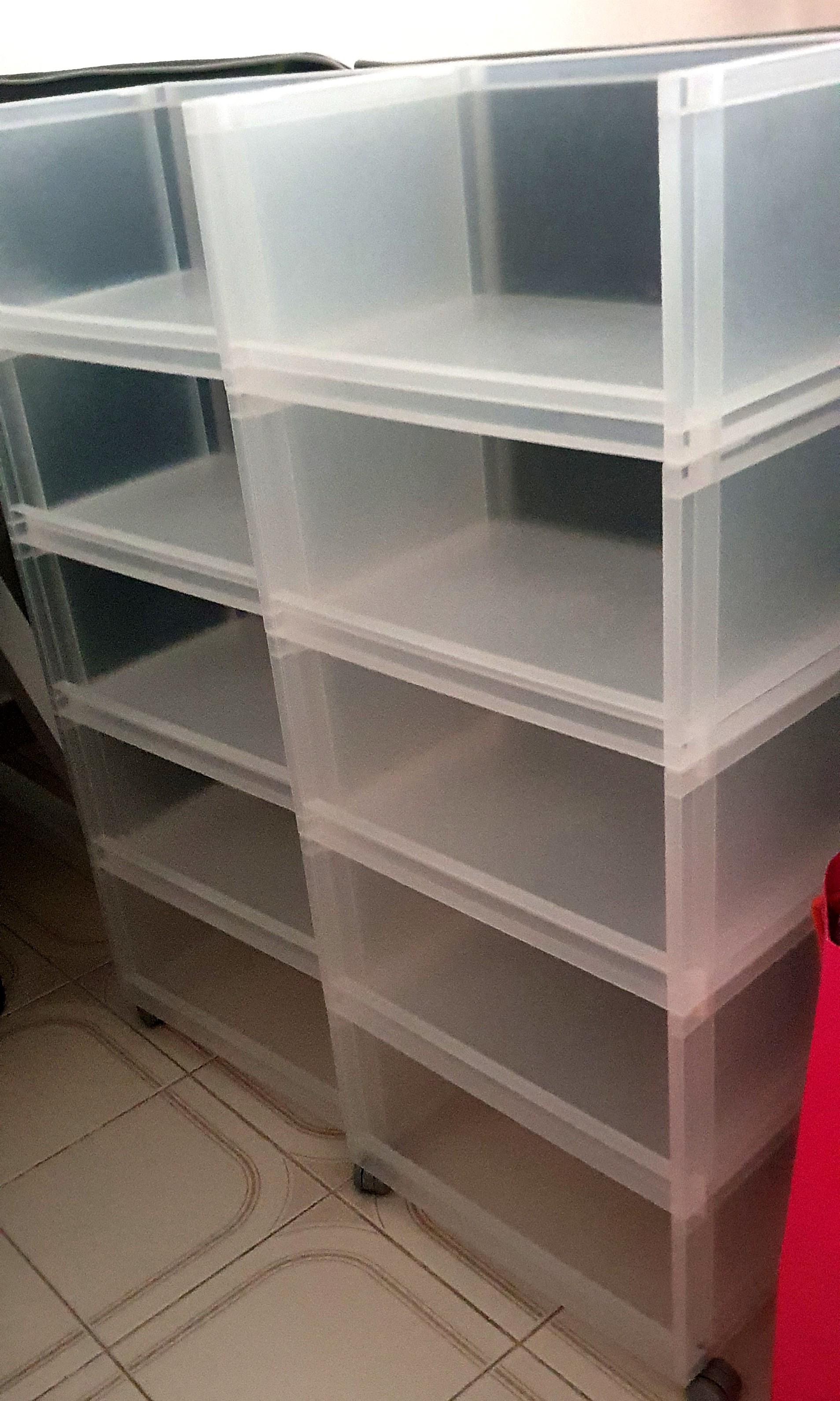 Transparent plastic organiser container boxes with wheels, Furniture ...