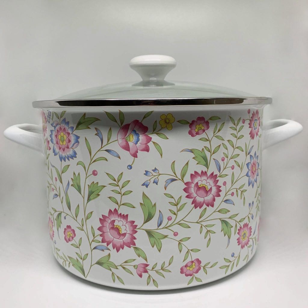 Vintage Enamel Floral Cooking Pot, TV & Home Appliances, Kitchen ...