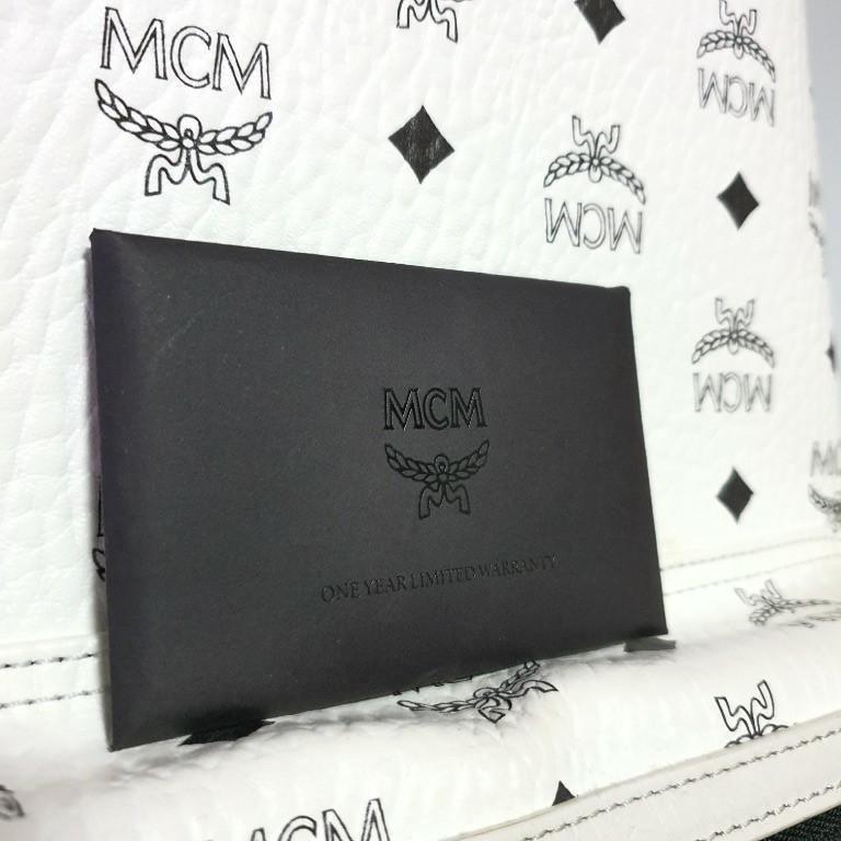 White MCM Backpack Authentic Almost New Full Set, Men's Fashion, Bags ...