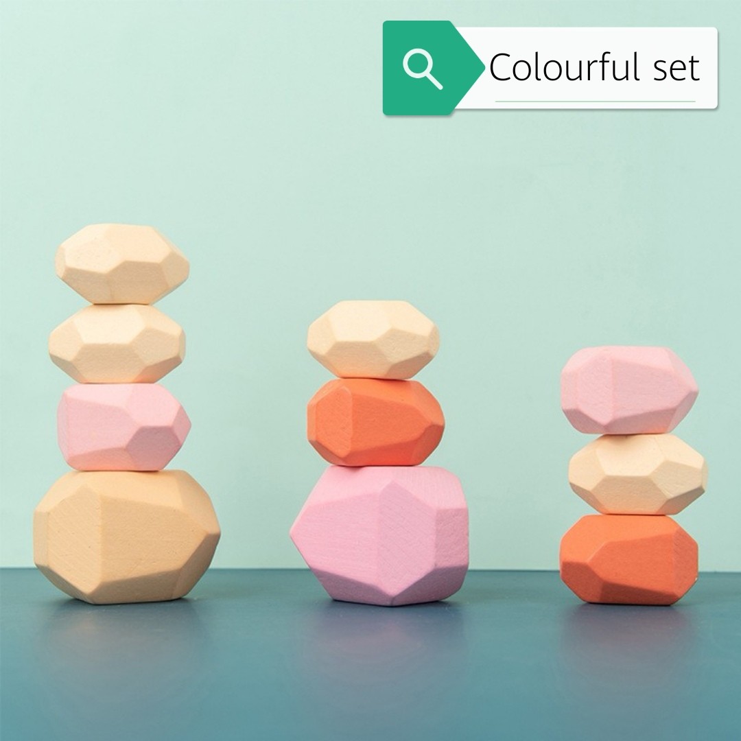 Wooden Colored Stone Jenga Building Block sensory play, Toys & Games ...