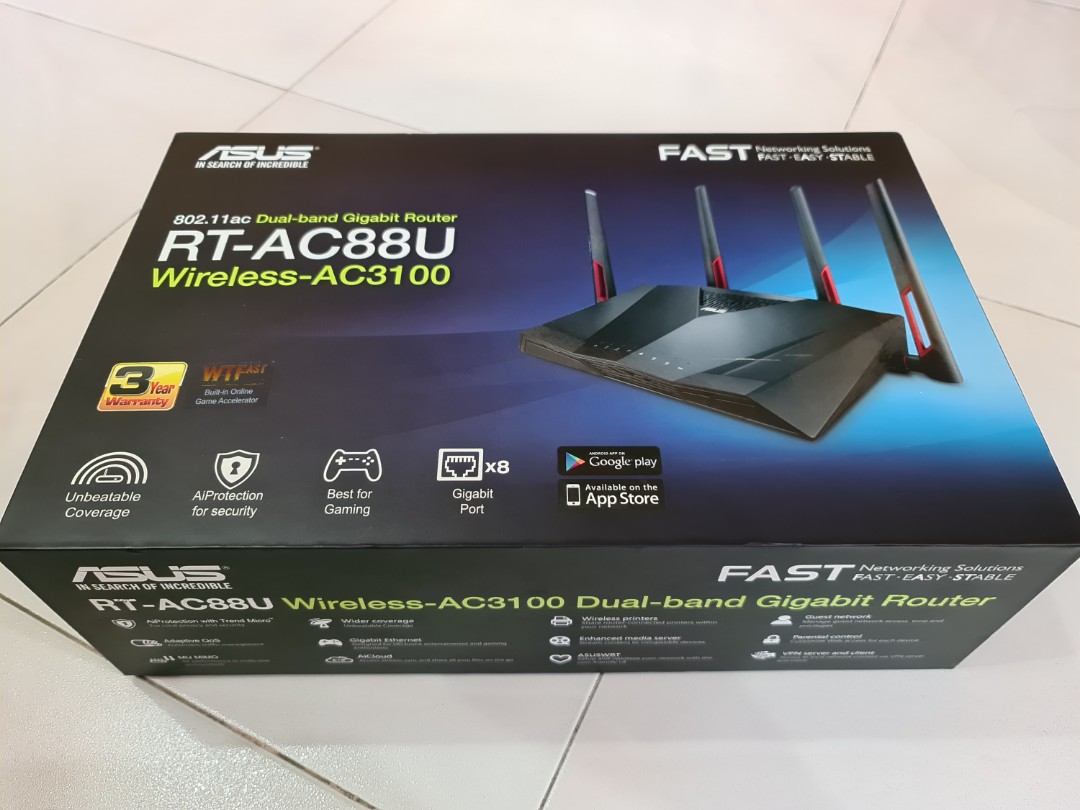 Asus RT-AC88U AC3100 router, Computers & Tech, Parts & Accessories ...