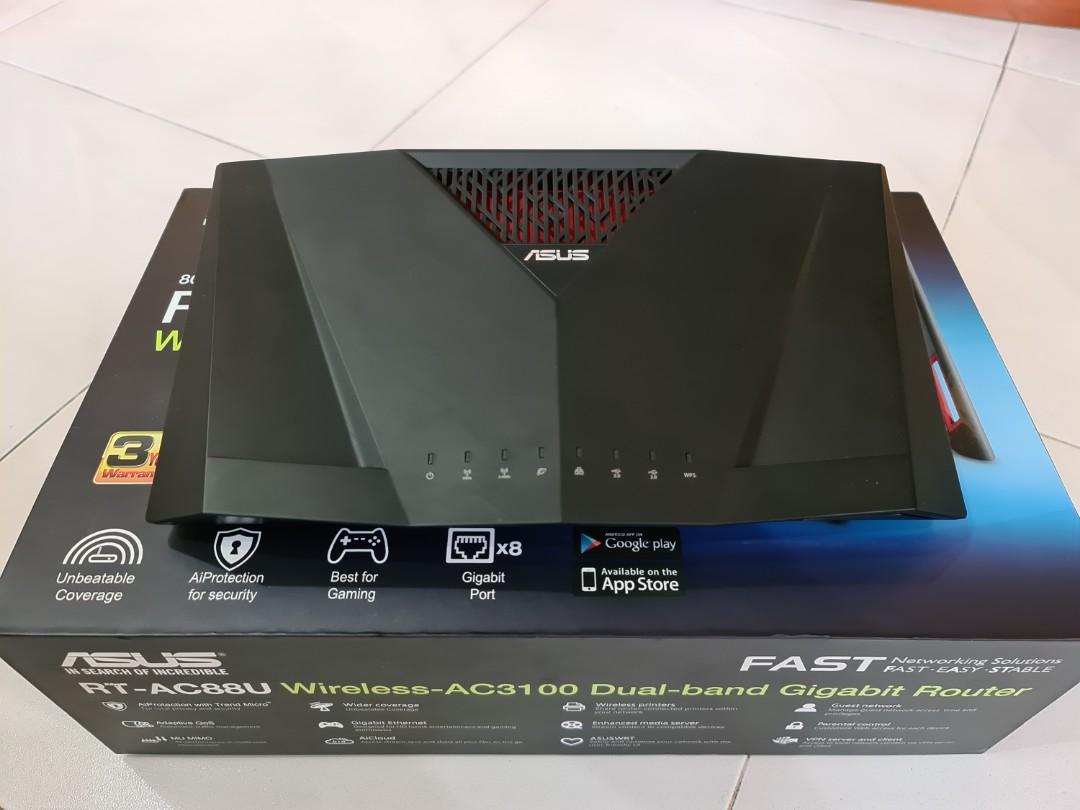 Asus RT-AC88U AC3100 router, Computers & Tech, Parts & Accessories ...