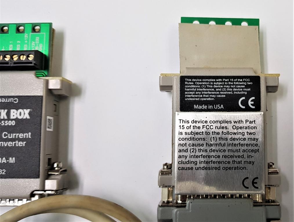 BLACK BOX P/N 724-746-5500 CURRENT LOOP RS232-CURRENT LOOP CONVERTER ...