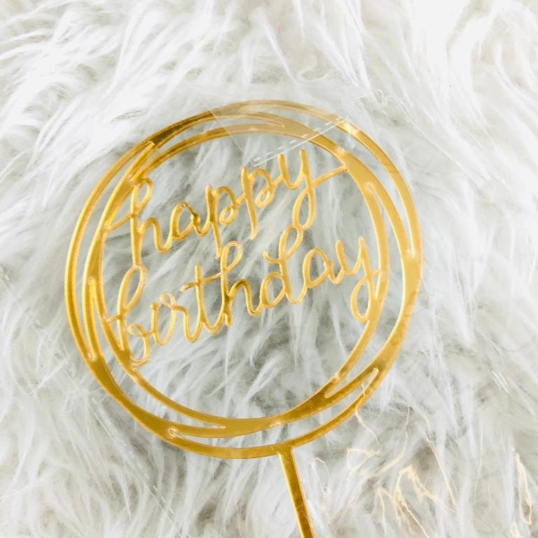 Gold Acrylic HBD Cake Topper, Hobbies & Toys, Stationery & Craft ...
