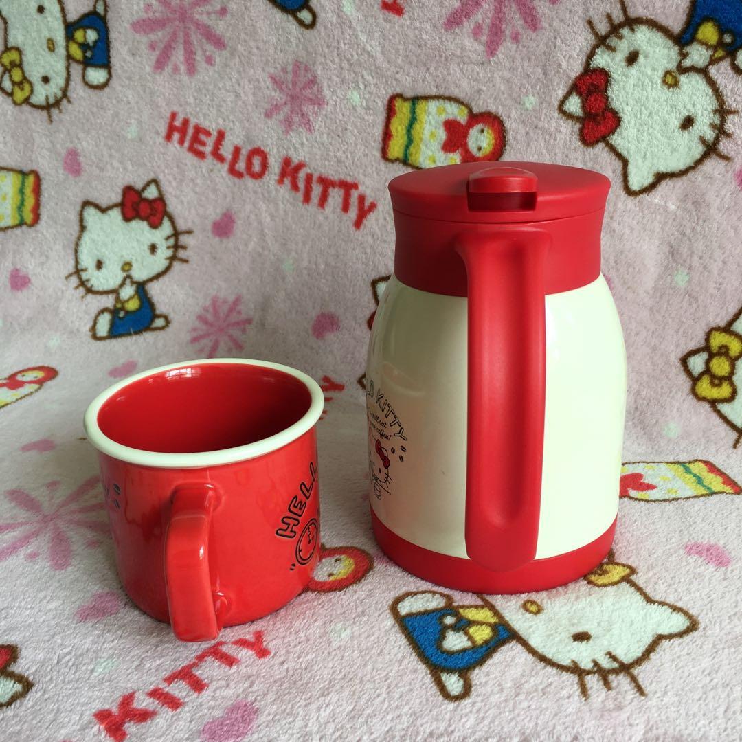 Hello Kitty Thermal Flask Pot with Ceramic Mug, Furniture & Home Living, Kitchenware & Tableware ...