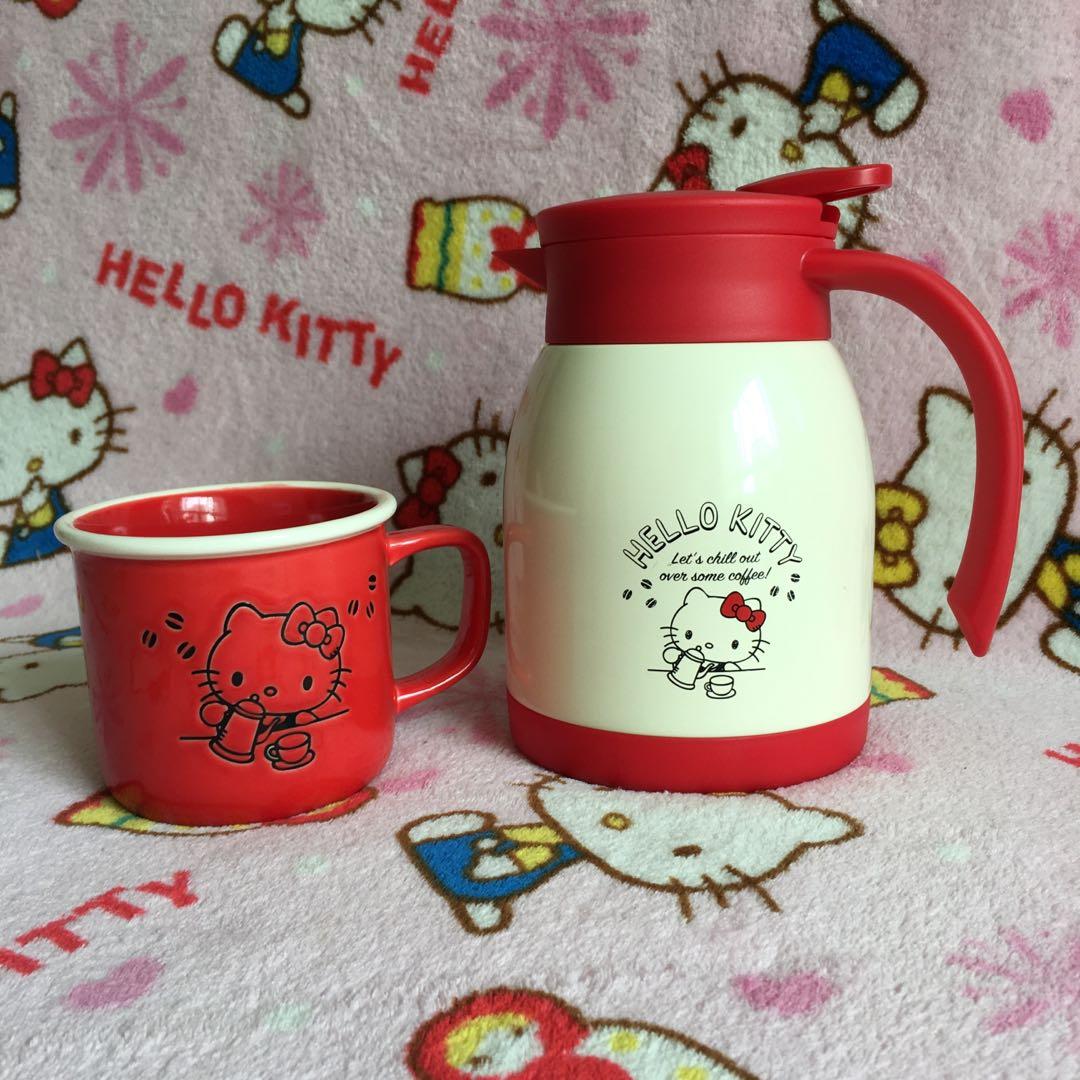 Hello Kitty Thermal Flask Pot with Ceramic Mug, Furniture & Home Living, Kitchenware & Tableware ...