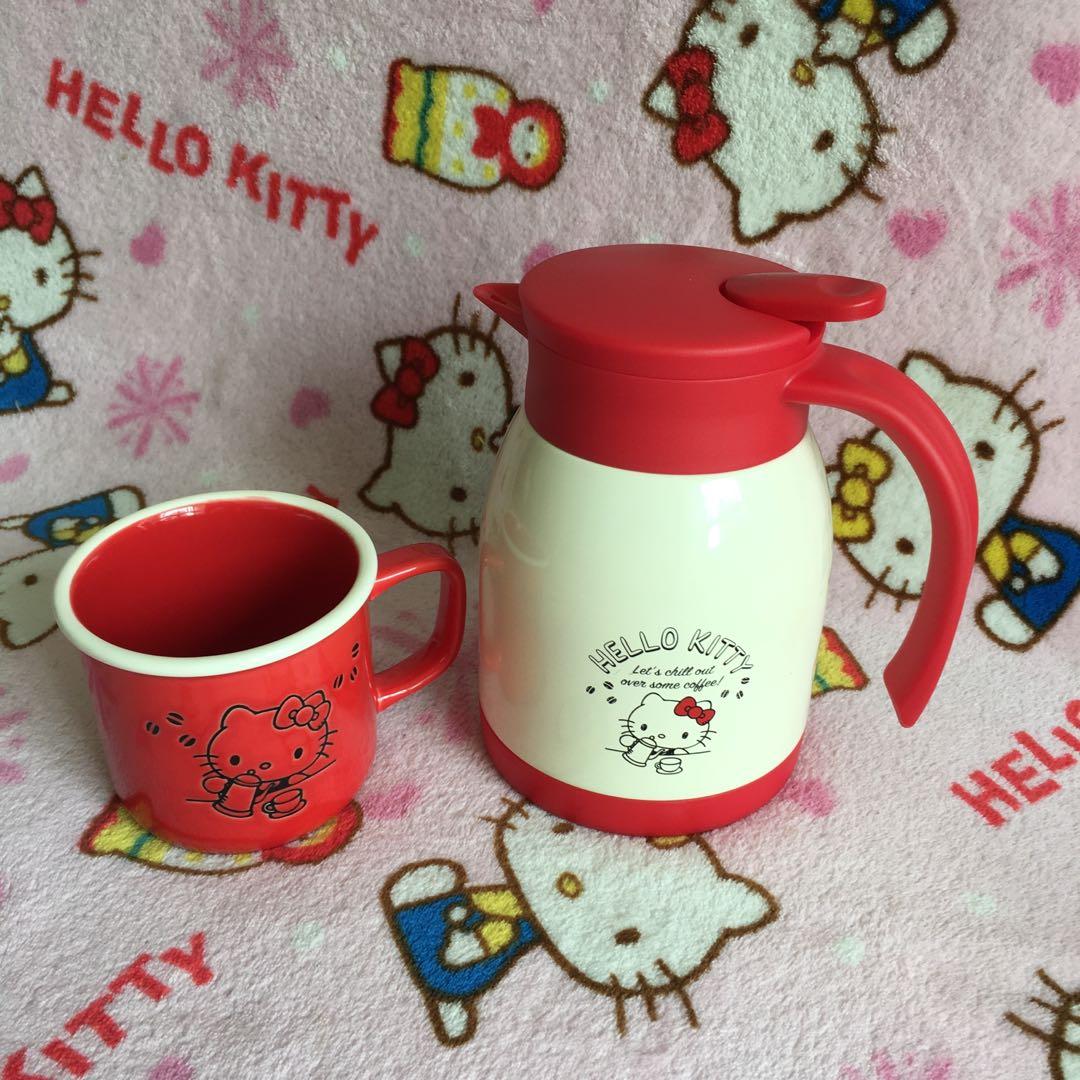 Hello Kitty Thermal Flask Pot with Ceramic Mug, Furniture & Home Living, Kitchenware & Tableware ...