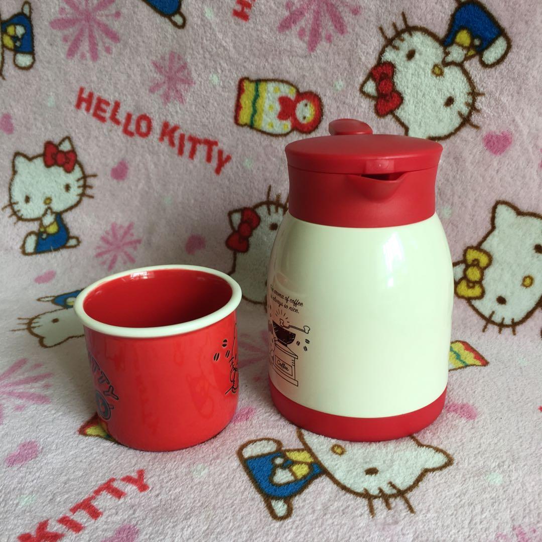 Hello Kitty Thermal Flask Pot with Ceramic Mug, Furniture & Home Living, Kitchenware & Tableware ...