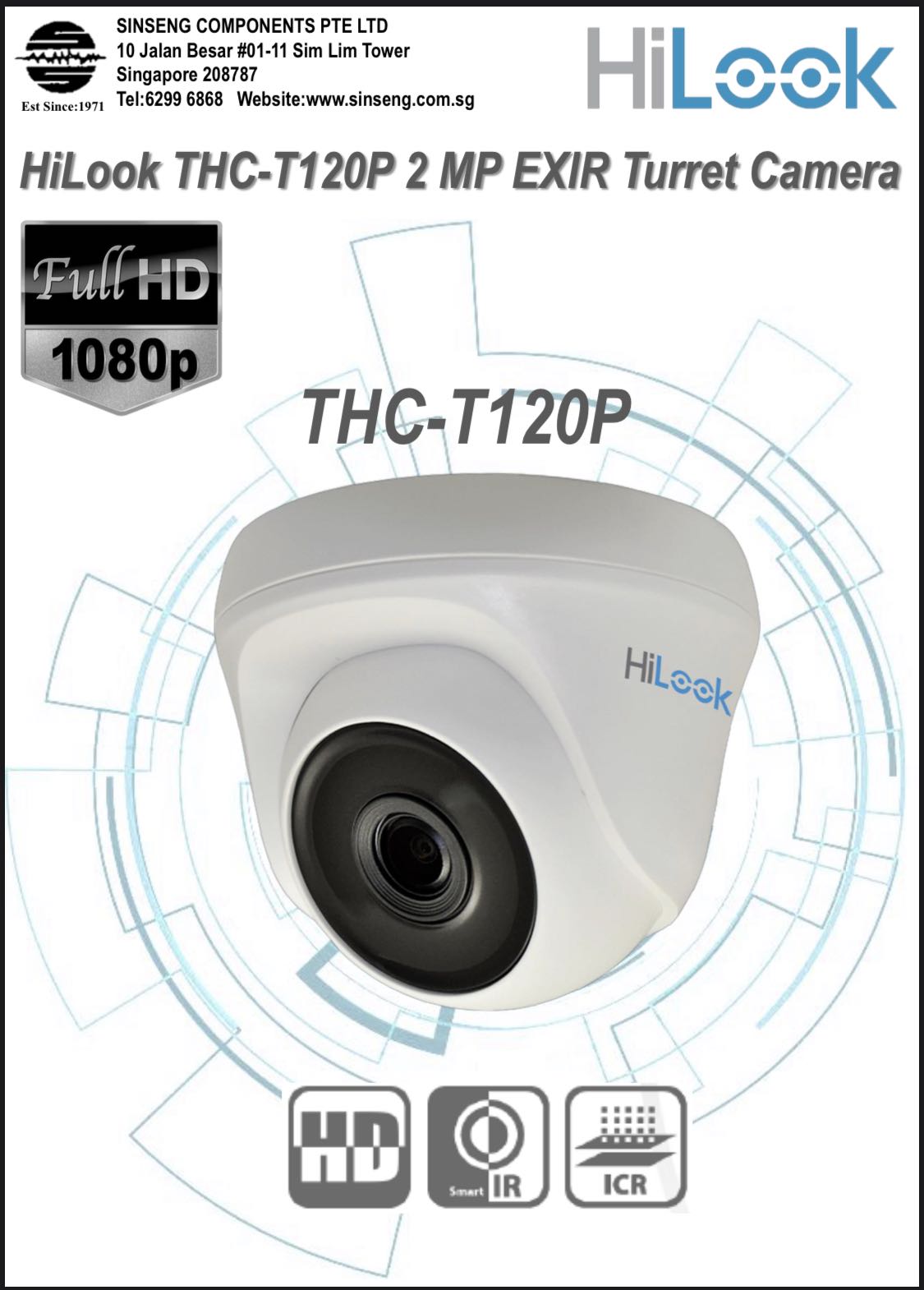 Hikvision Hilook 2mp Full Hd 1080p Turret Dome Cctv Camera [2 8mm Wide