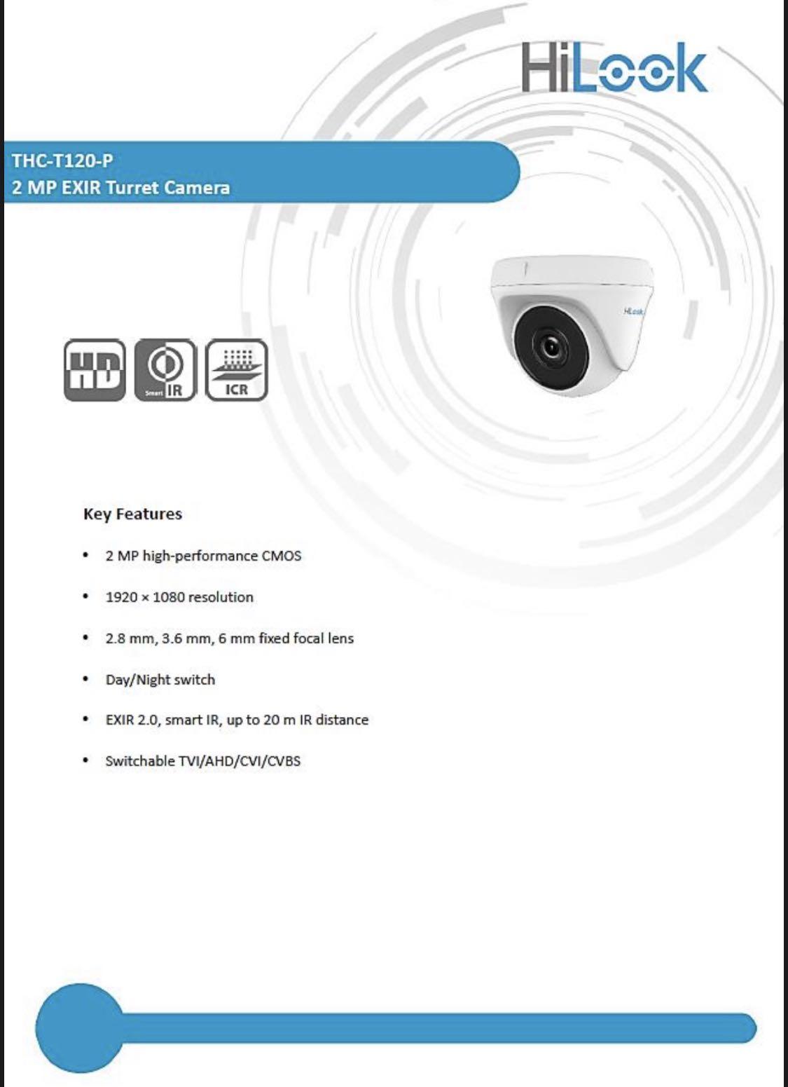 Hikvision Hilook 2mp Full Hd 1080p Turret Dome Cctv Camera [2 8mm Wide