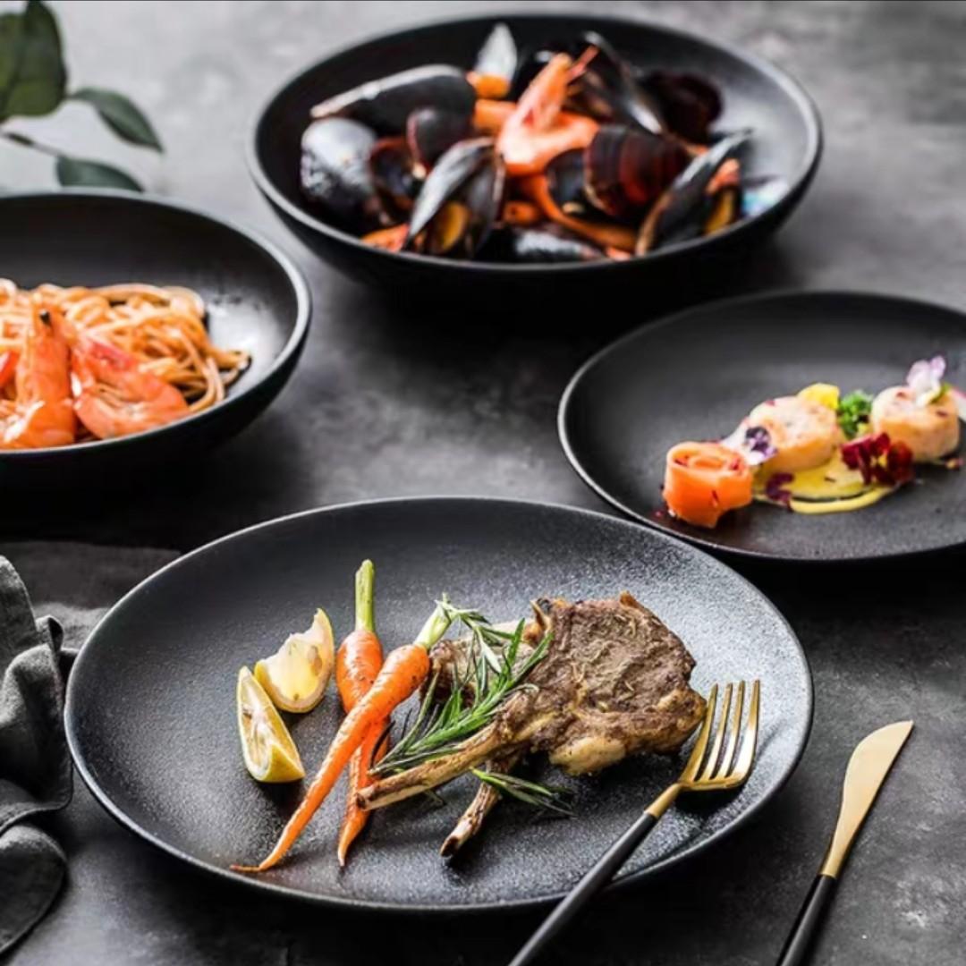 Japanese style dinnerware set -Black rock series, Home Appliances ...