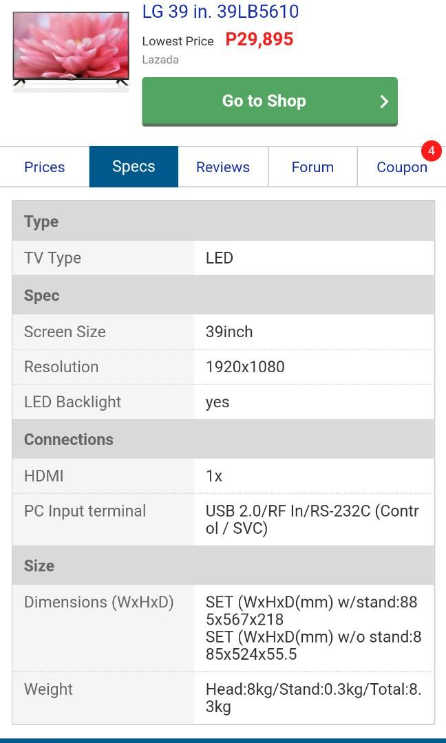 LG 39 inch FHD LED TV, TV & Home Appliances, TV & Entertainment, TV on ...