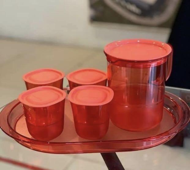 Tupperware carol Bloom Crystalline Drinking Set(5), Furniture & Home ...